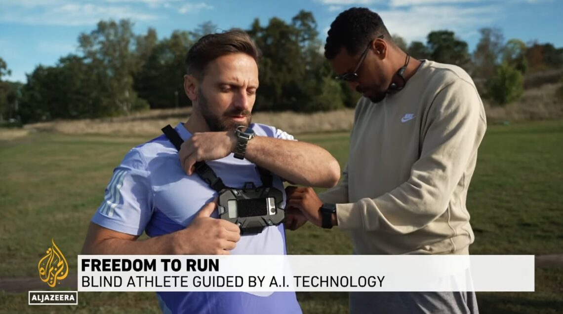Freedom to run: Blind athlete guided by AI technology