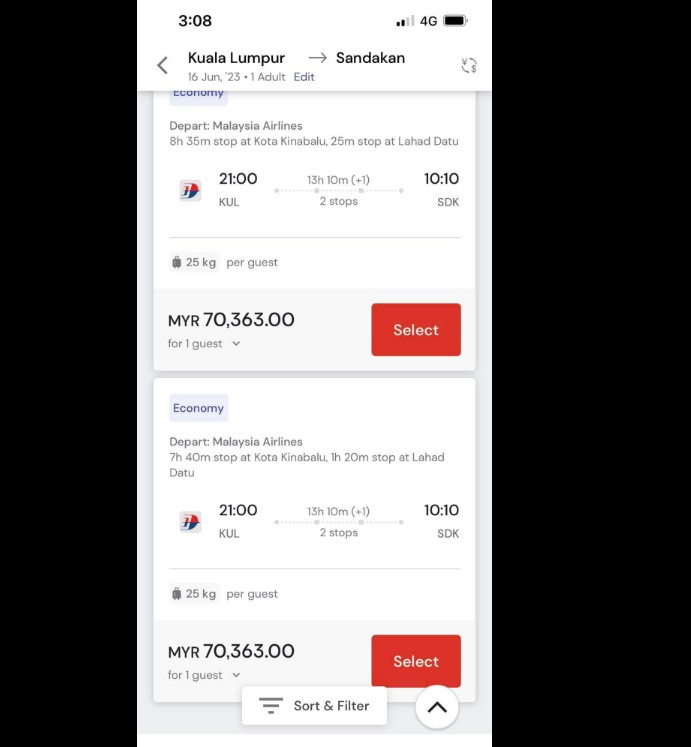 Is RM70,363 a prank or is the airasia superapp charging a ‘trip to space’ fare for Sandakan?