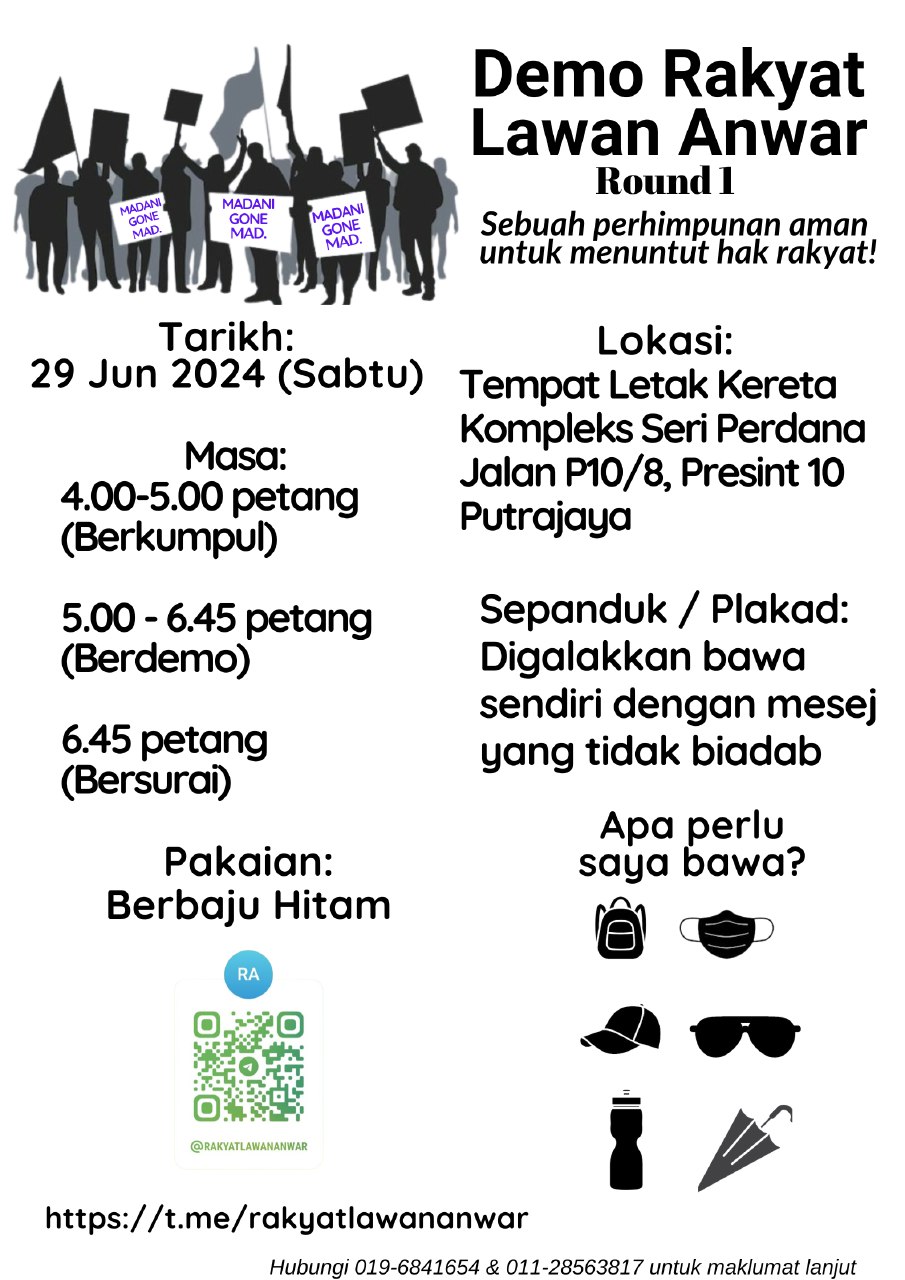 It’s game on tmrw for ‘Demo Rakyat Lawan Anwar’ – not at Sogo KL – but ...