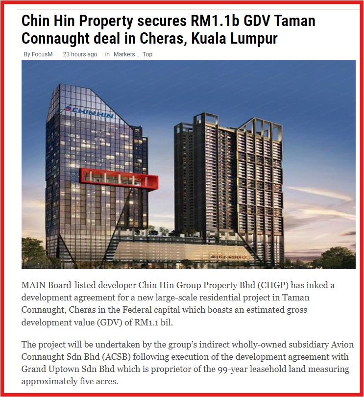 Chin Hin Property acquires RM31.74m Segambut land in KL for GDV RM239m ...