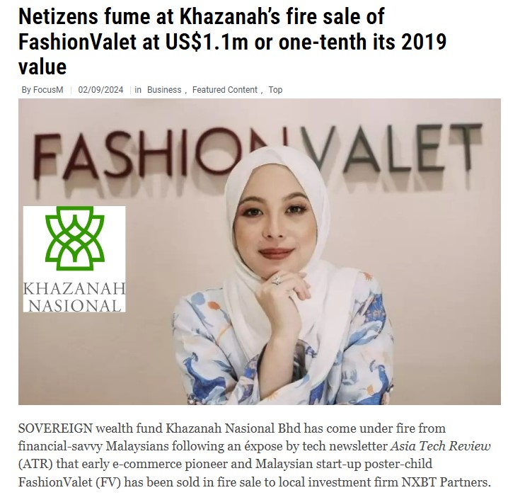 FashionValet trolled on social media as Khazanah, PNB sold their stake for combined RM43.9m loss