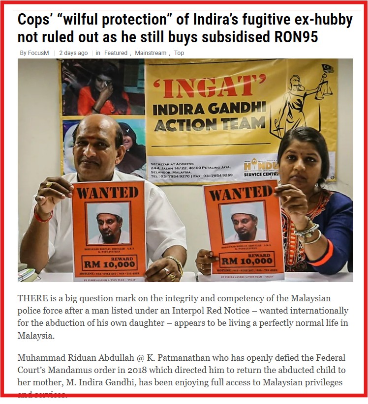 Bounty for Indira’s ex-hubby – suspected of being under extremist religious groups’ protection ...