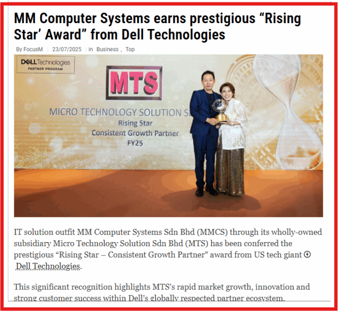 ACE Market-bound MM Computer’s subsidiary receives Dell’s Rising Star 2025 award for server ...