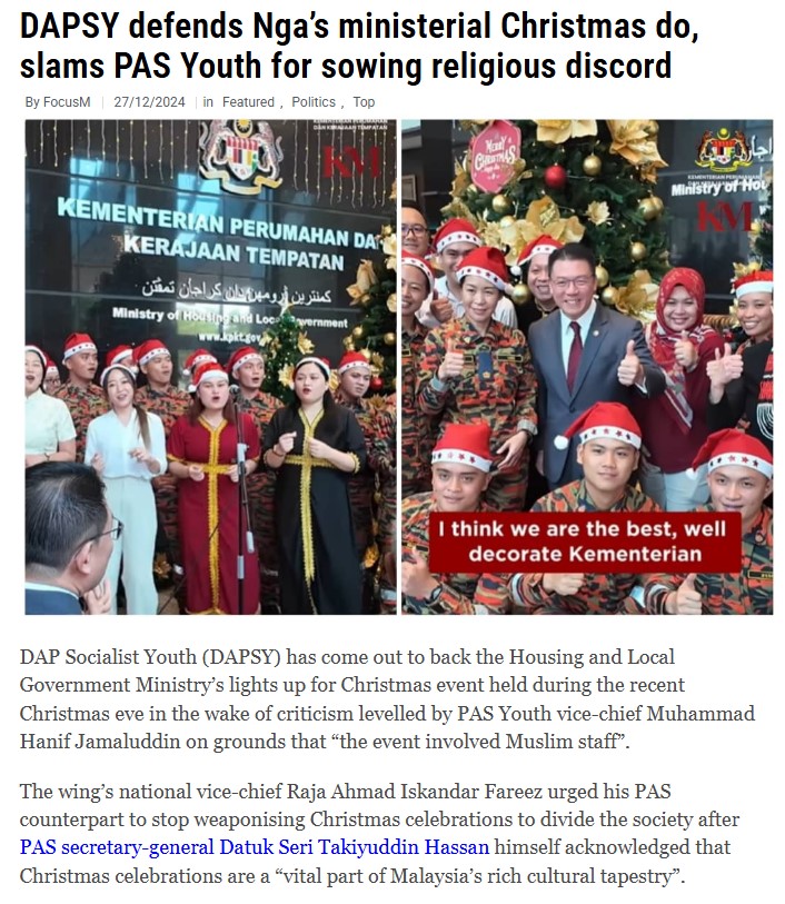‘Unrepentant’ Nga Kor Ming is back with Muslim staff of his ministry gleefully ushering in CNY