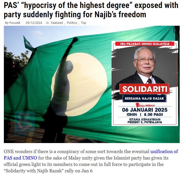 Don’t use UMNO-PAS rally to arm-twist court in bid to free Najib