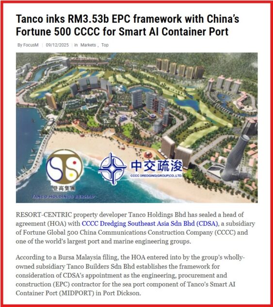 Media scepticism over Tanco’s Midport project @ Port Dickson ...