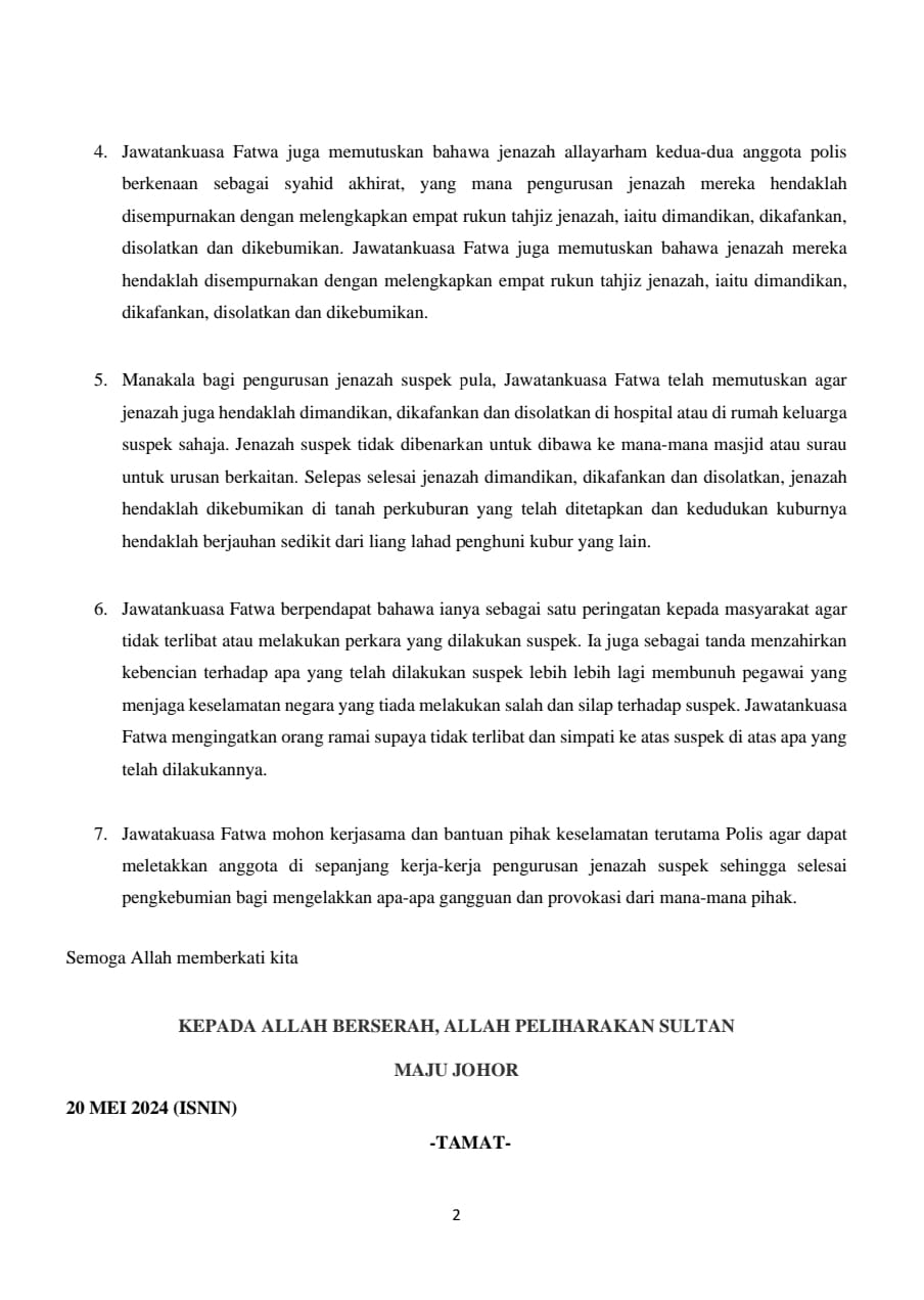 Ulu Tiram attacker buried separately; an eye opener to non-Muslims about Islamic burial ritual