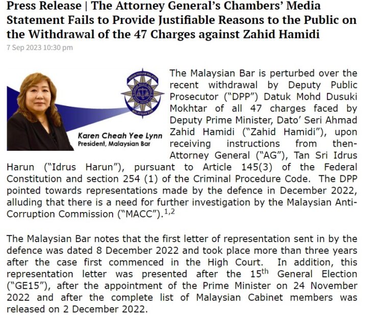 Malaysian Bar: AGC has tarnished its reputation and credibility ...