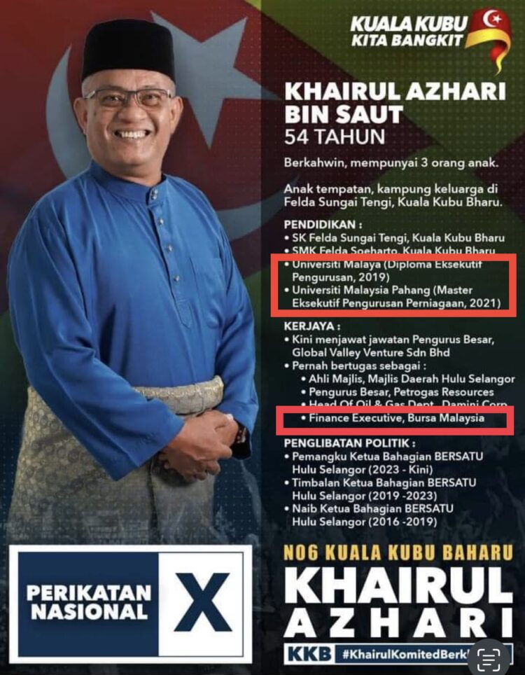 “Why can’t the Bersatu by-election candidate for KKB just be transparent about his academic status?”