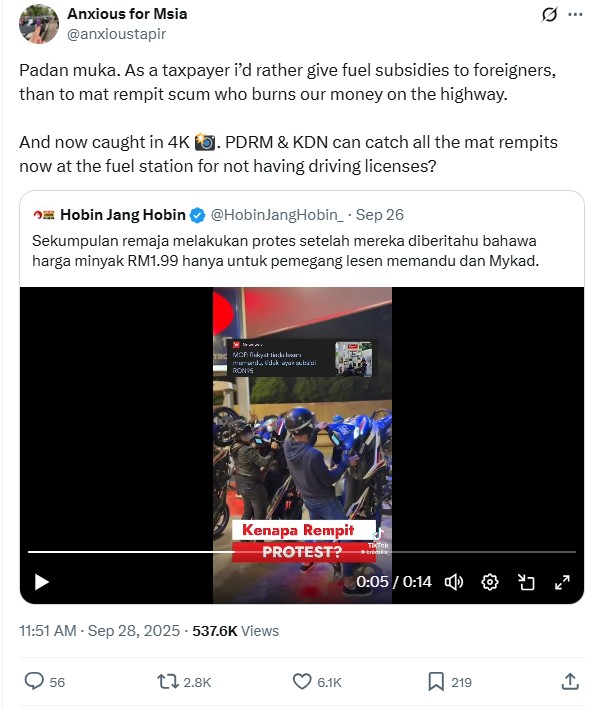 Mat Rempit mocked for protesting to demand petrol subsidy; netizens ...