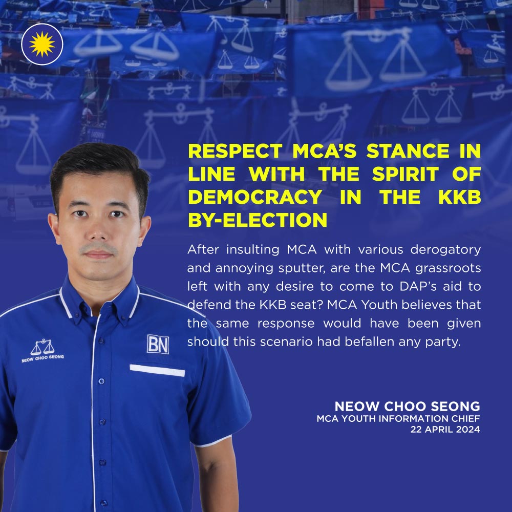MCA Youth hits out at DAP for disrespecting its “no campaign” stance in KKB by-election