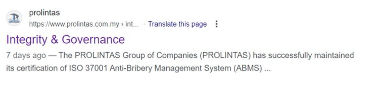 The irony of Prolintas bribery scandal: Company was hailed as “pioneer” in graft fight 9 mths ...