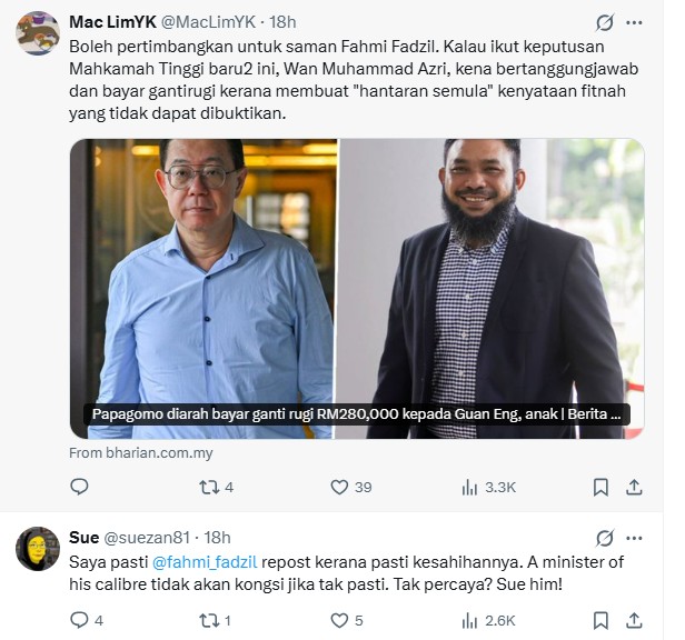 Fahmi criticised for fake accusation “re-post” of Rafizi “having bought ...