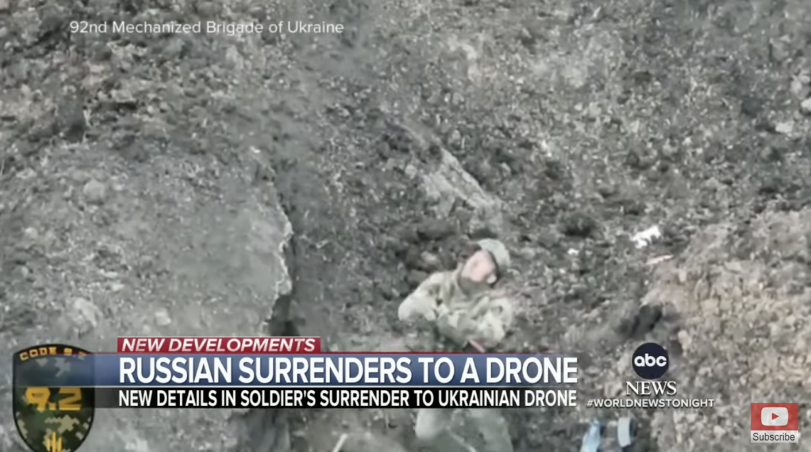 Russian soldier surrenders on battlefield in face of Ukrainian drone