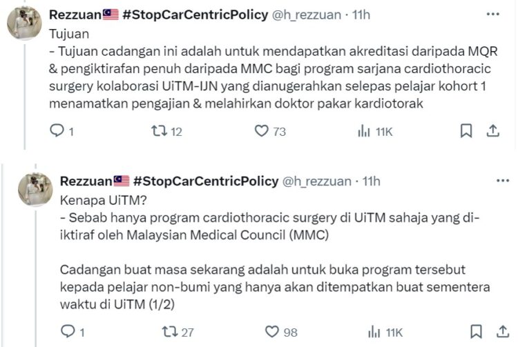 “UiTM student body’s call for wear black protest over non-Bumi medical ...