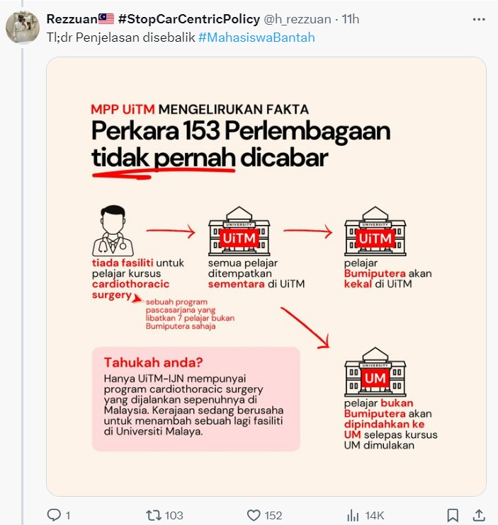 “UiTM student body’s call for wear black protest over non-Bumi medical ...