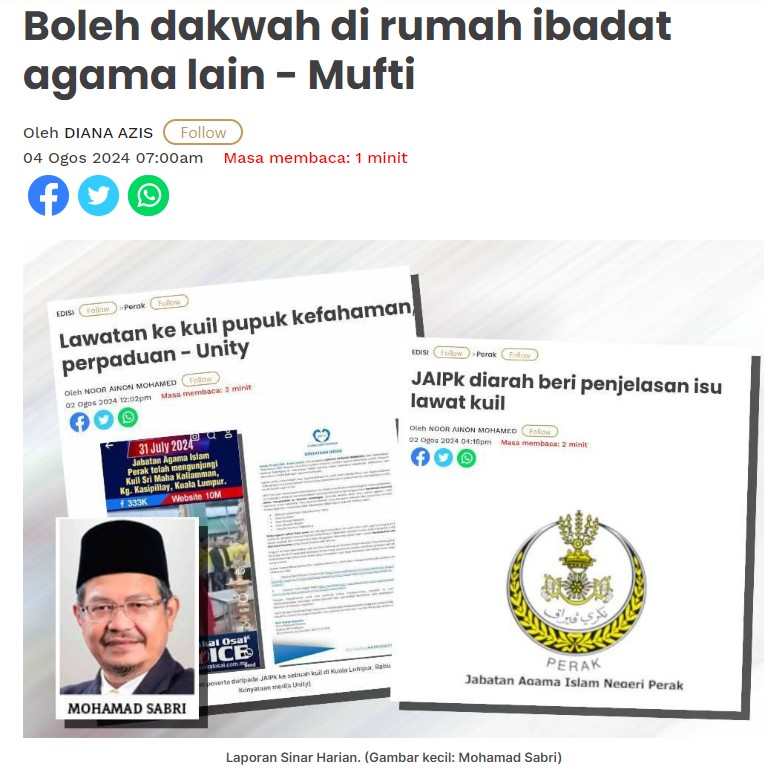 “It’s never right for Muslims to go to non-Muslim houses of worship to ...