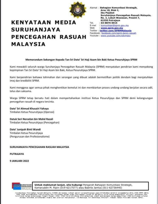 Stop “revenge politics” against Azam Baki, MACC deputy commissioners ... Stop “revenge politics” against Azam Baki, MACC deputy commissioners ...