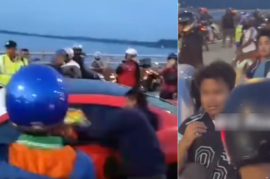 Motorcyclists attacks Singaporean Maserati making illegal u-turn on ...